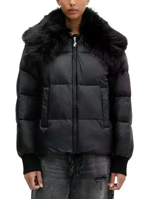 Hugo Boss Fur-Collar Puffer Jacket Black