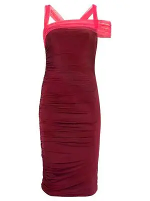 NENSI DOJAKA Ruched Midi Dress - Red