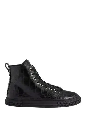 GIUSEPPE ZANOTTI Blabber Crocodile-effect High-top Sneakers - Black