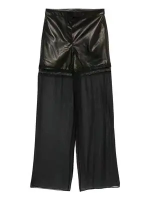 NENSI DOJAKA Leather Palazzo Trousers - Black