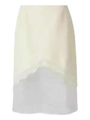 JIL SANDER Asymmetric Lace Midi Skirt - Neutrals