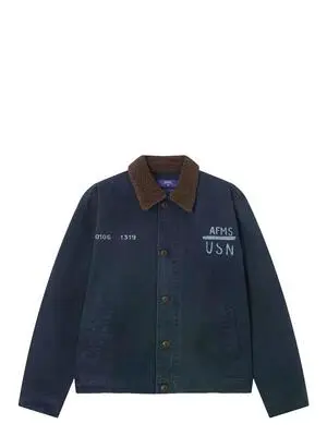 AFTERMATHS Logo-print Shirt Jacket - Blue