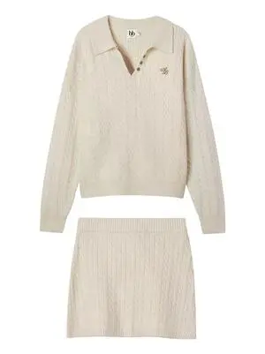B+AB Cable-knit Buttoned All-in-one - Neutrals