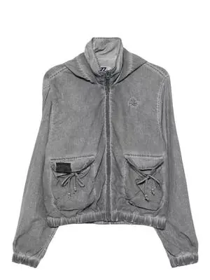 Izzue Bow-embellished Hooded Jacket - Grey