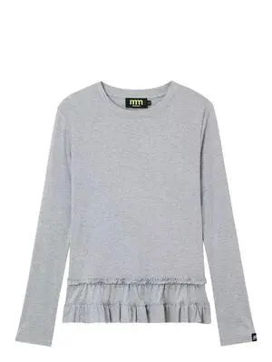 MINI CREAM Ruffled Long-sleeve Top - Grey