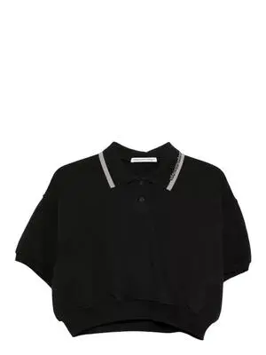 Alexander Wang Cropped Polo Top - Black