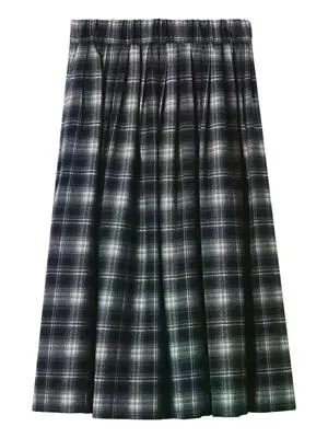 TOUT A COUP Plaid Pleated Midi Skirt - Blue