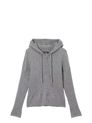 TOUT A COUP Ribbed Knit Hoodie - Grey