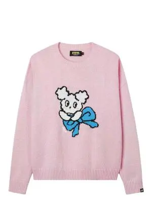 MINI CREAM Intarsia-knit Crew-neck Sweater - Pink