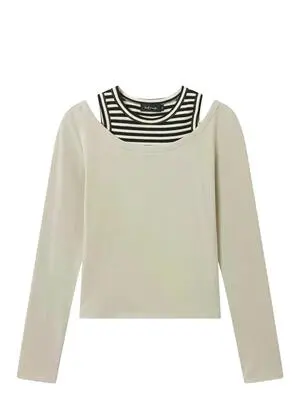 TOUT A COUP Striped Layered T-shirt - Neutrals