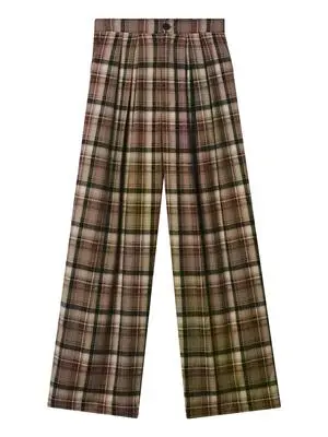 TOUT A COUP Plaid Pleated Trousers - Brown