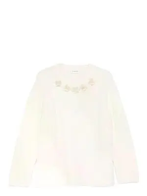 P.a.r.o.s.h Bead-Embellished Pullover Sweater Neutrals