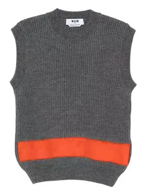 MSGM Stripe-detail Vest - Grey