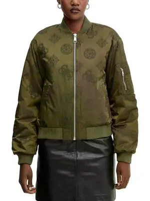 Guess Patterned Bomber Jacket - Green