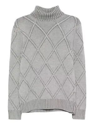 BARBA NAPOLI Argyle Knit Roll-neck Jumper - Grey