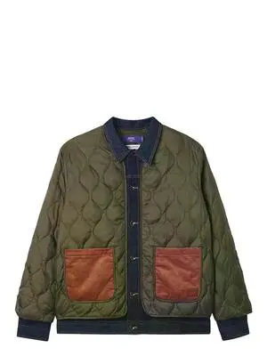 AFTERMATHS Quilted Panelled Jacket - Green