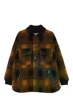 AND WANDER Plaid Button-up Jacket - Brown