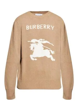 Burberry Wool Sweater With Logo - Beige