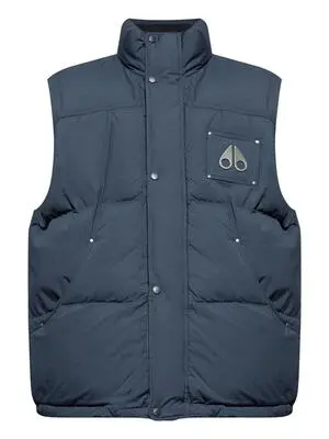 Moose Knuckles Quilted Down Vest With Stand-up Collar - Navy Blue