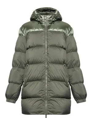 Add Down Jacket With Hood - Green