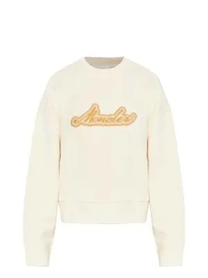 Moncler Sweatshirt With Embroidered Logo - Cream