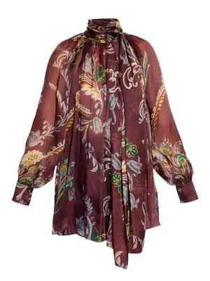 Etro Printed Silk Top - Burgundy