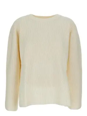 PAROSH English Rib Wool Sweater - White