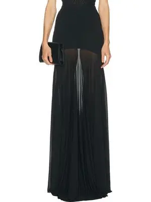 Atlein Long Godet Skirt - Black