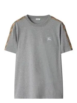 Burberry Cotton Check-trim Slim T-shirt - Grey