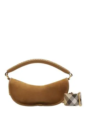Burberry B Clip Suede Shoulder Bag - Beige