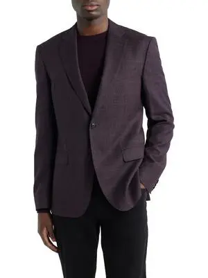 BOSS Huston Slim-fit Virgin Wool Sport Coat - Dark Red