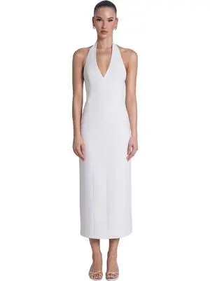 LEAU Heiress Halter Midi Dress - White