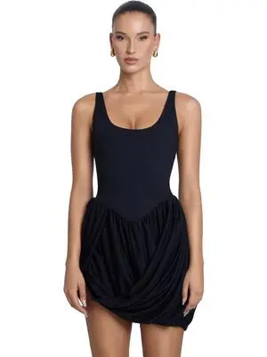 LEAU Sculpt Drape Mini Dress - Black