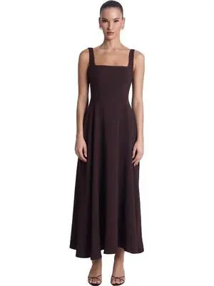 LEAU Serenity Corset Midi Dress - Brown