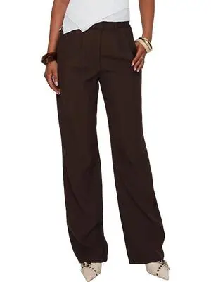 Princess Polly Ambient Pleat Front Wide Leg Trousers - Chocolate