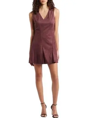 EN SAISON Nelly Faux Suede Mini Dress - Plum Brown