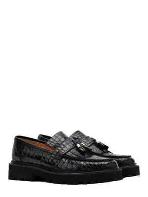 MARC NOLAN Journey Croc-Embossed Tassel Loafer