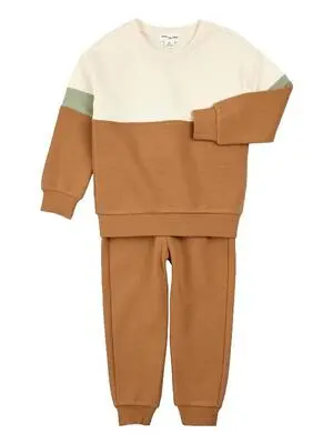 MILES THE LABEL Colorblock Sweatshirt And Joggers Set - Camel