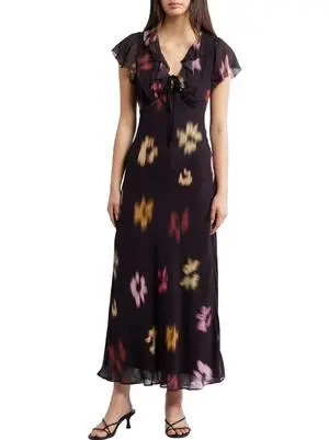 Rails Neela Blurred Floral Ruffle Maxi Dress - Onyx Blurred Floral