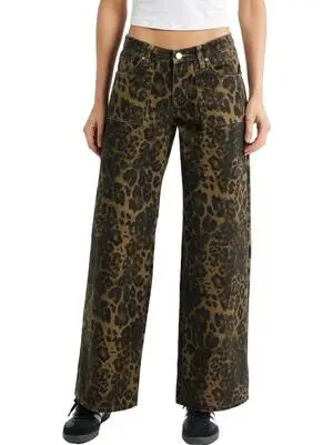 PTCL Print Wide Leg Jeans - Leopard