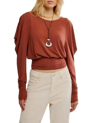 Free People Moxie Draped Jersey Top - Brick Wall