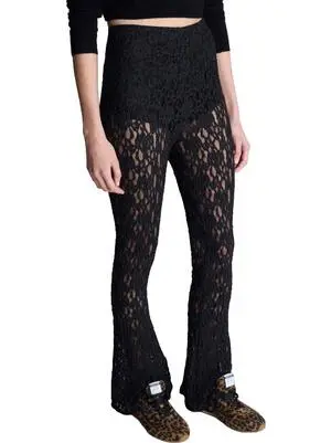 KENNETH COLE Pull-on Lace Flare Pants - Black