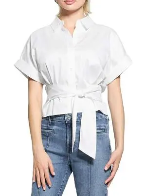 Guess Tie-front Cotton Shirt - White