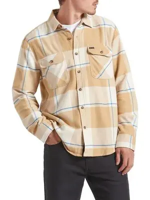 Brixton Bowery Plaid Flannel Button-up Shirt - Whitecap/sand/cyber Blue