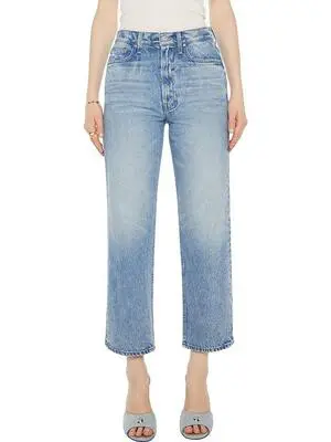 MOTHER The Newbie High Waist Crop Straight Leg Jeans - Wipeout