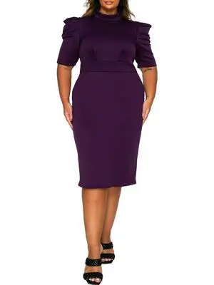 L I V D Astra Sheath Dress Dark Eggplant