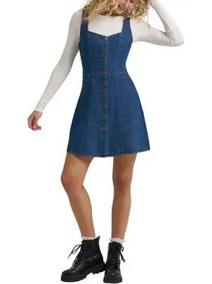 LEEM Seamed Denim Minidress - Evening Blue