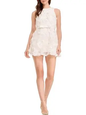 Dress The Population Adeline Sequin Beaded Mini Dress - White