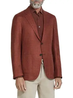 Zegna Houndstooth Cashmere-silk Jacket - Brown