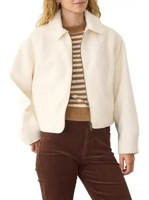 Marine Layer Sloane Bouclé Zip Jacket - Cream